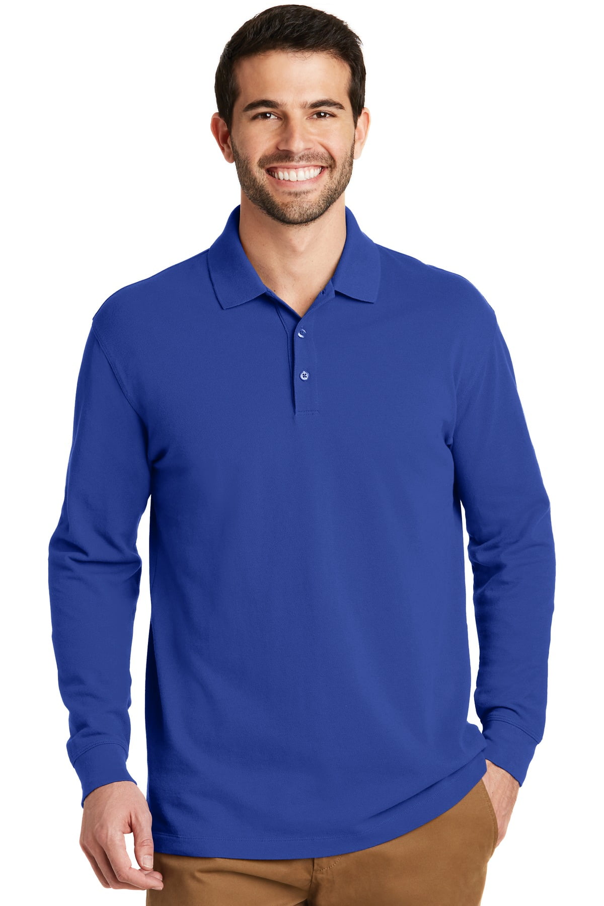 Port Authority Mens Long Sleeve Cotton Logo Polo. K8000Ls. - Walmart.com