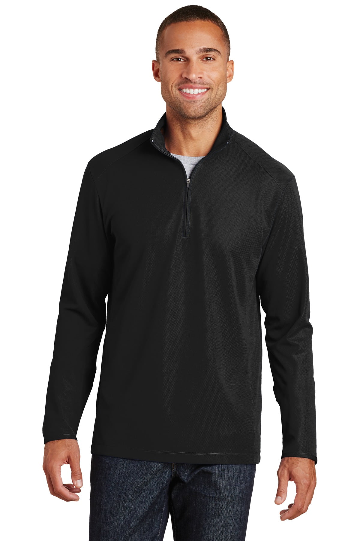 Port Authority Pinpoint Mesh 1/2 Zip-XS (Black) - Walmart.com