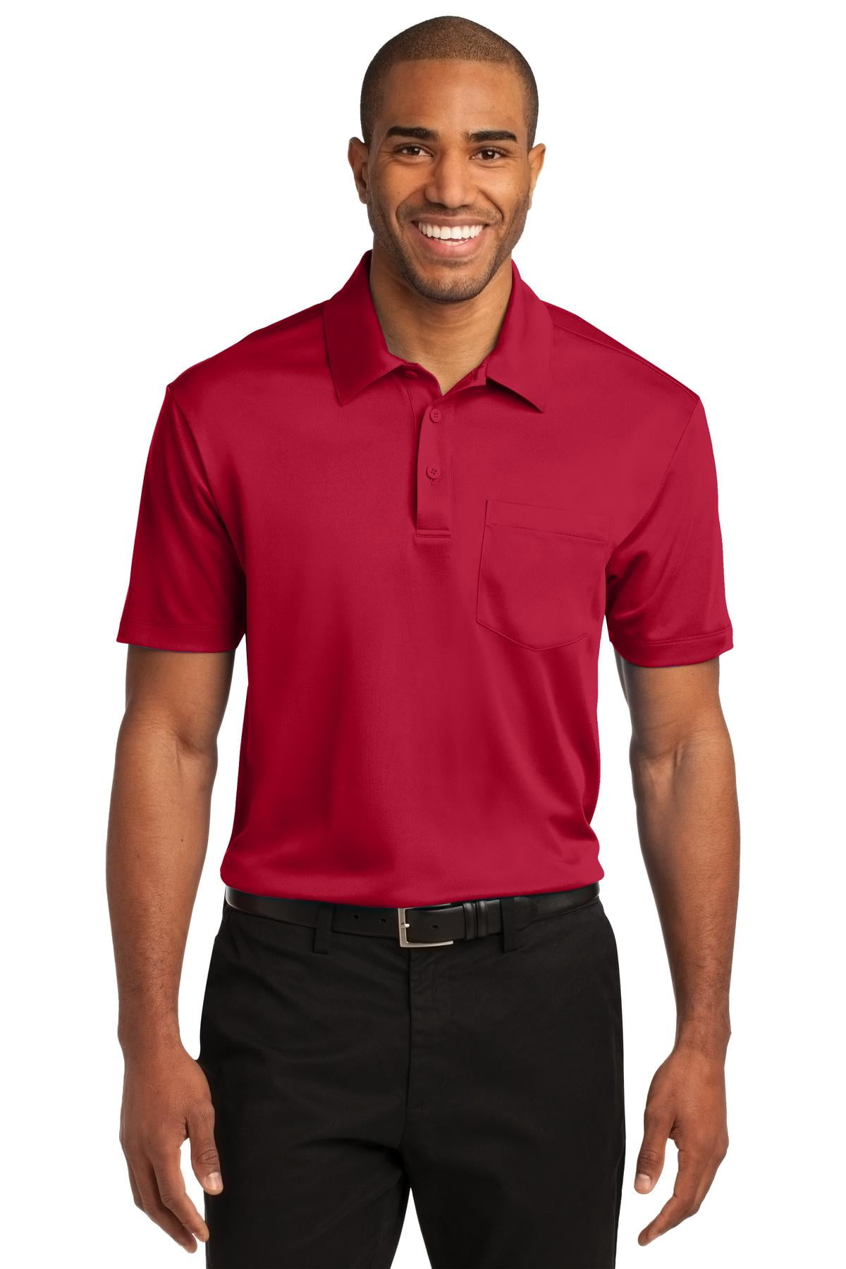 Port Authority Silk Touch Performance Pocket Polo-S (Red) - Walmart.com