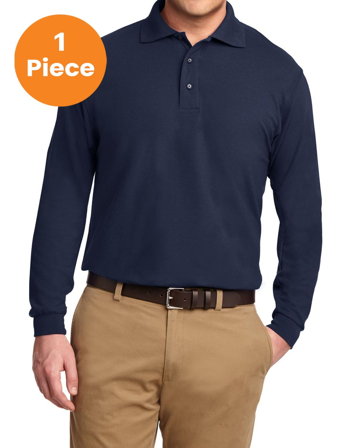 Port Authority TLK500LS Tall Silk Touch Long Sleeve Polo, Navy, XLT ...