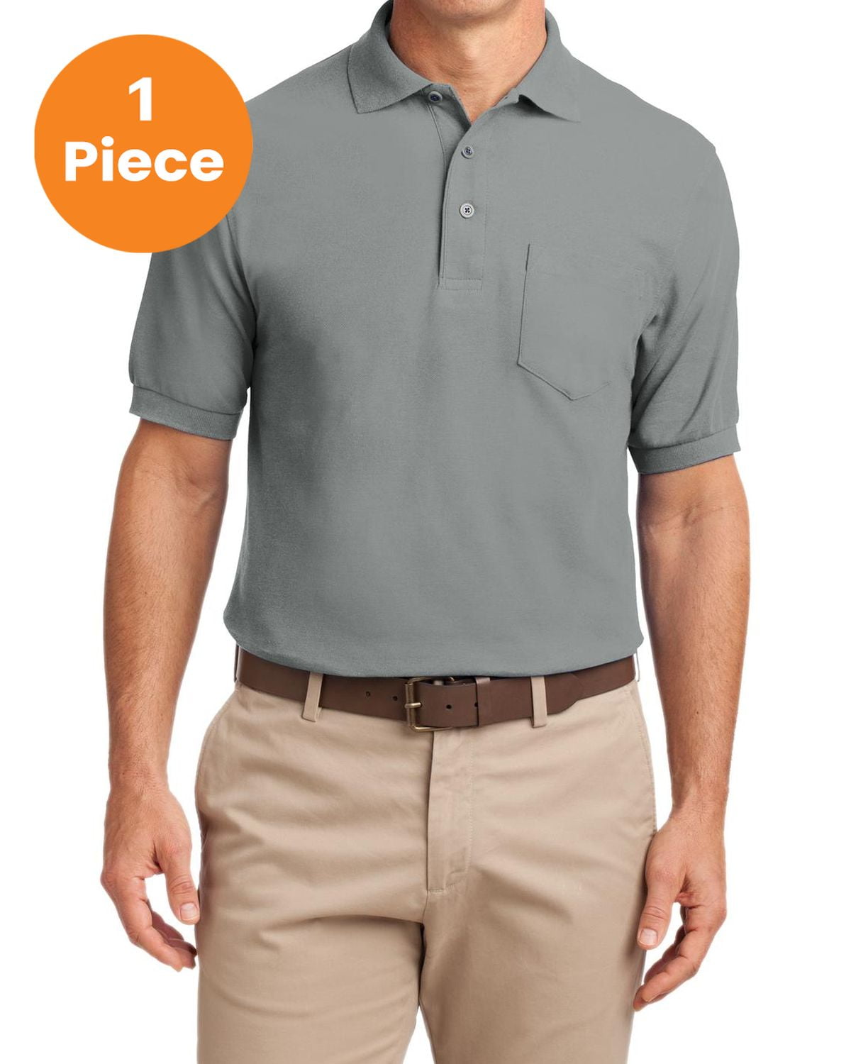 Port Authority TLK500P Tall Silk Touch Polo with Pocket, Cool Grey, XLT ...