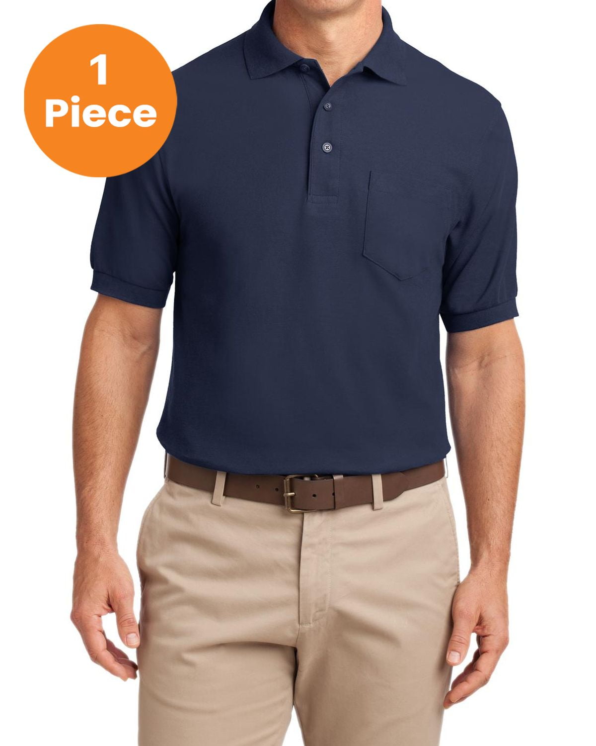 Port Authority TLK500P Tall Silk Touch Polo with Pocket, Navy, 2XLT ...