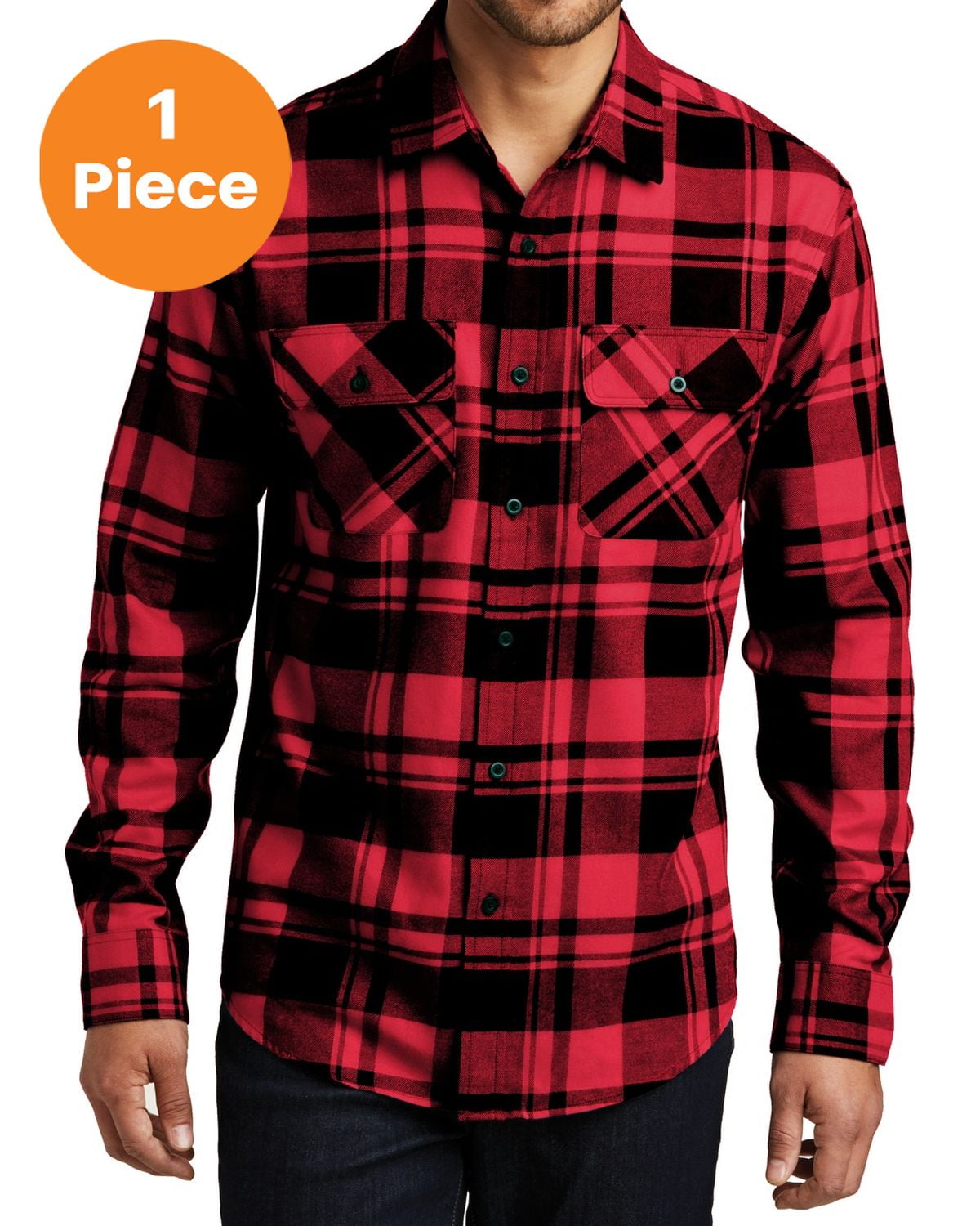 Port Authority W668 Plaid Flannel Shirt, Engine Red, XL, Mens T-Shirts ...
