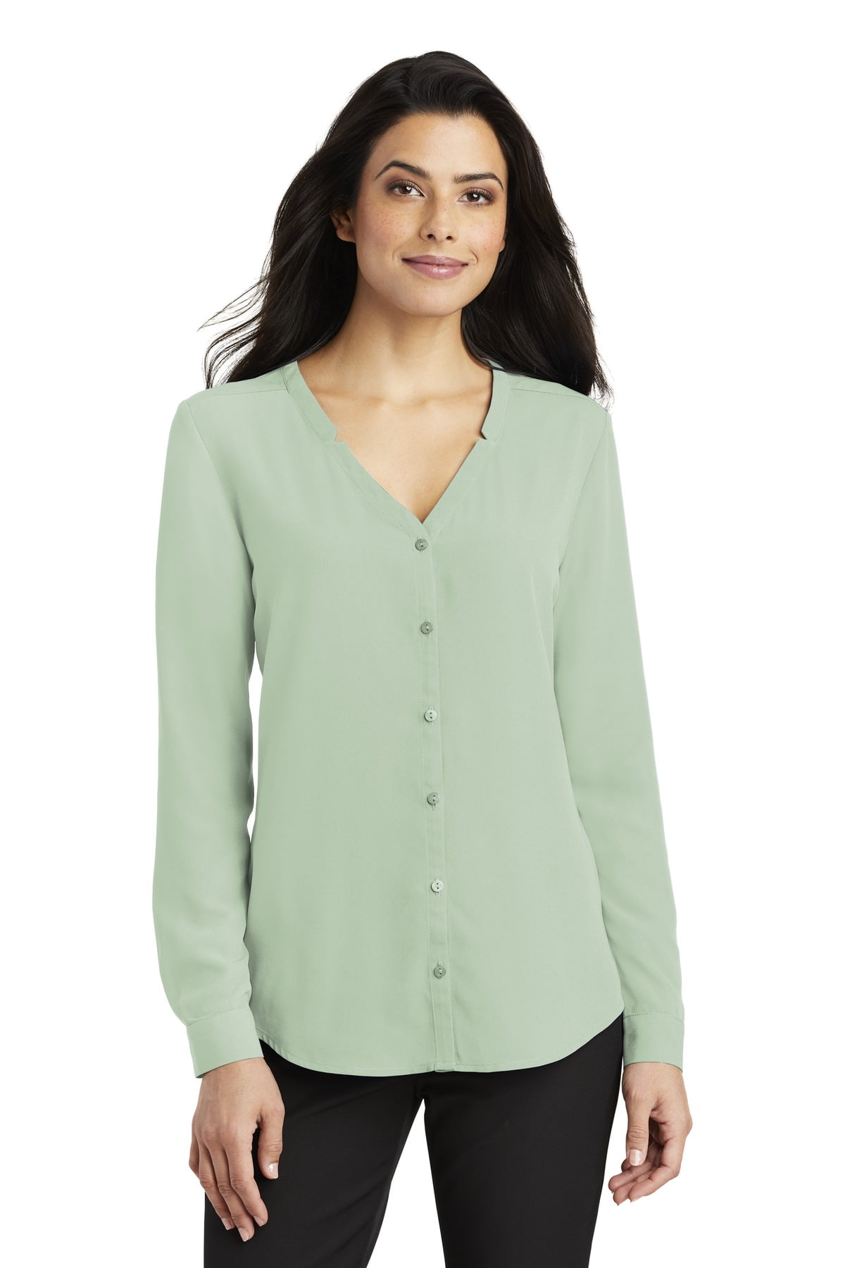 Port Authority Women's Long Sleeve Button-Front Blouse. LW700 - Walmart.com