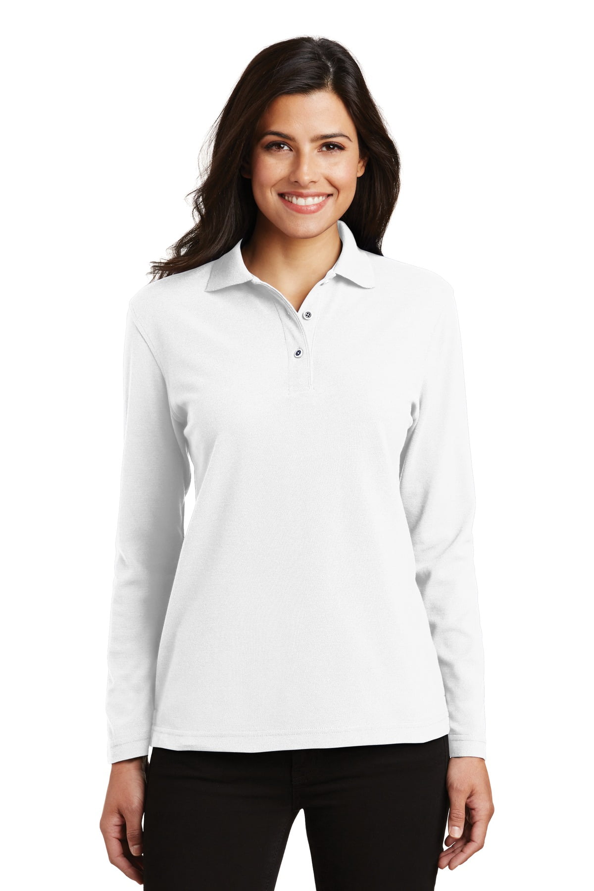 Port Authority Women's Silk Touch Long Sleeve Polo. L500LS - Walmart.com