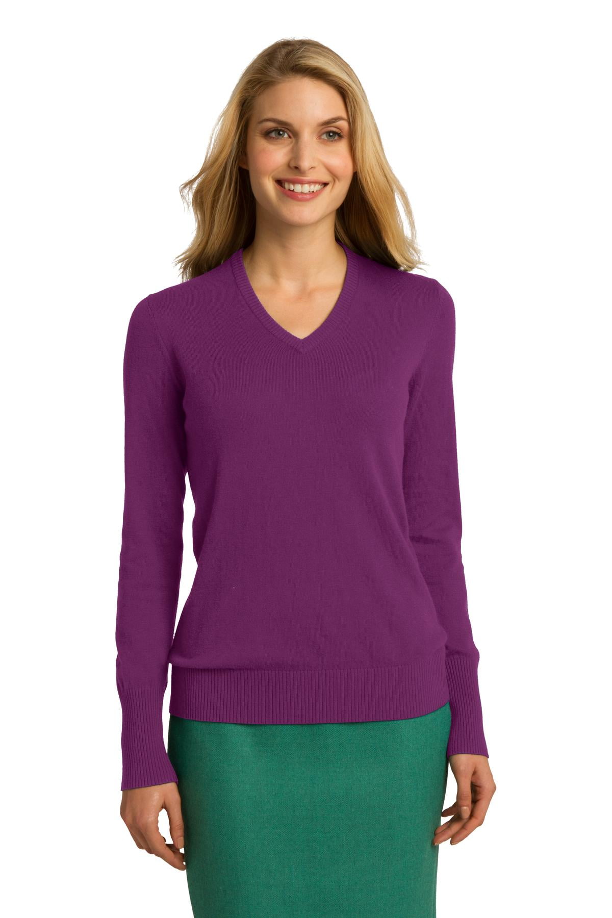 Port Authority Women's V-Neck Sweater, Moisture-Wicking, Polyester Mesh ...