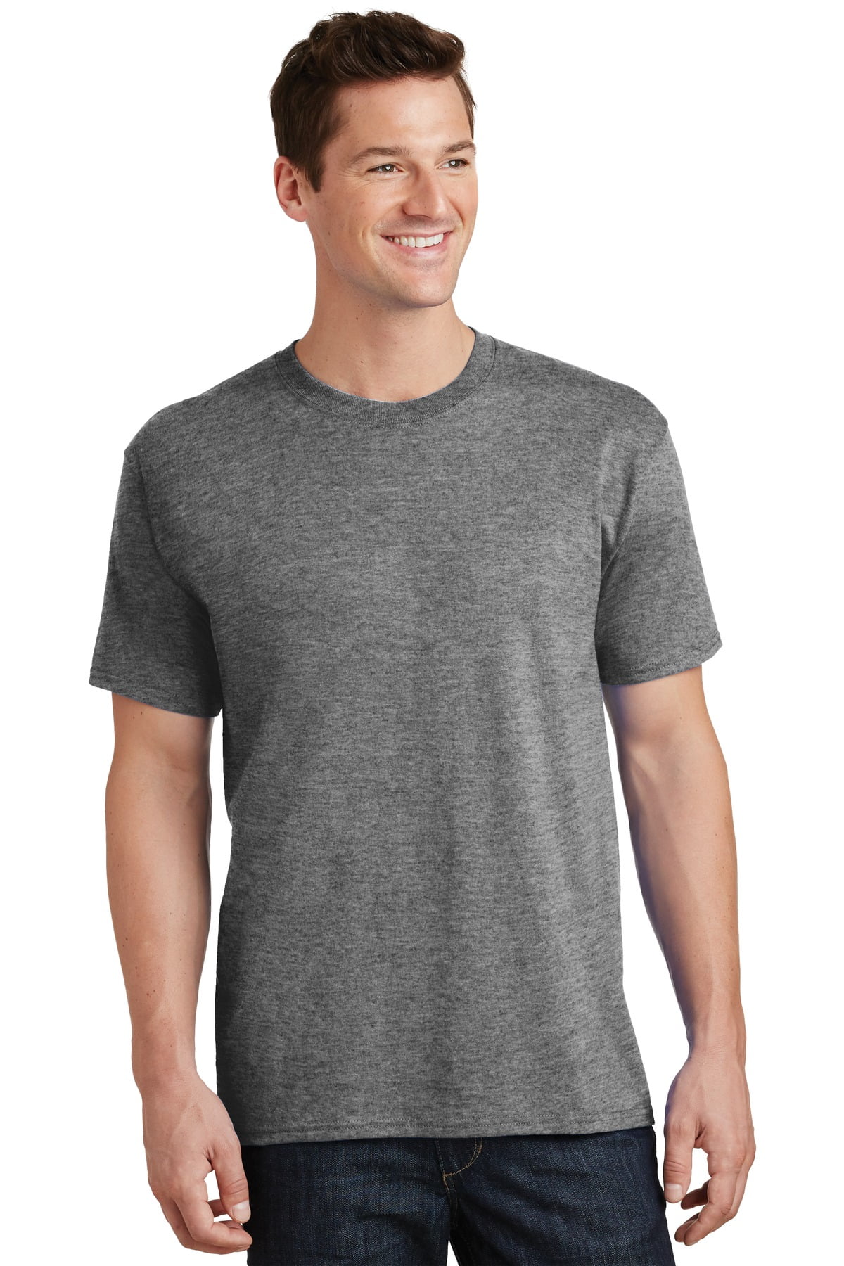 Port & Co Adult Male Men Plain Short Sleeves T-Shirt Graphite Hthr ...