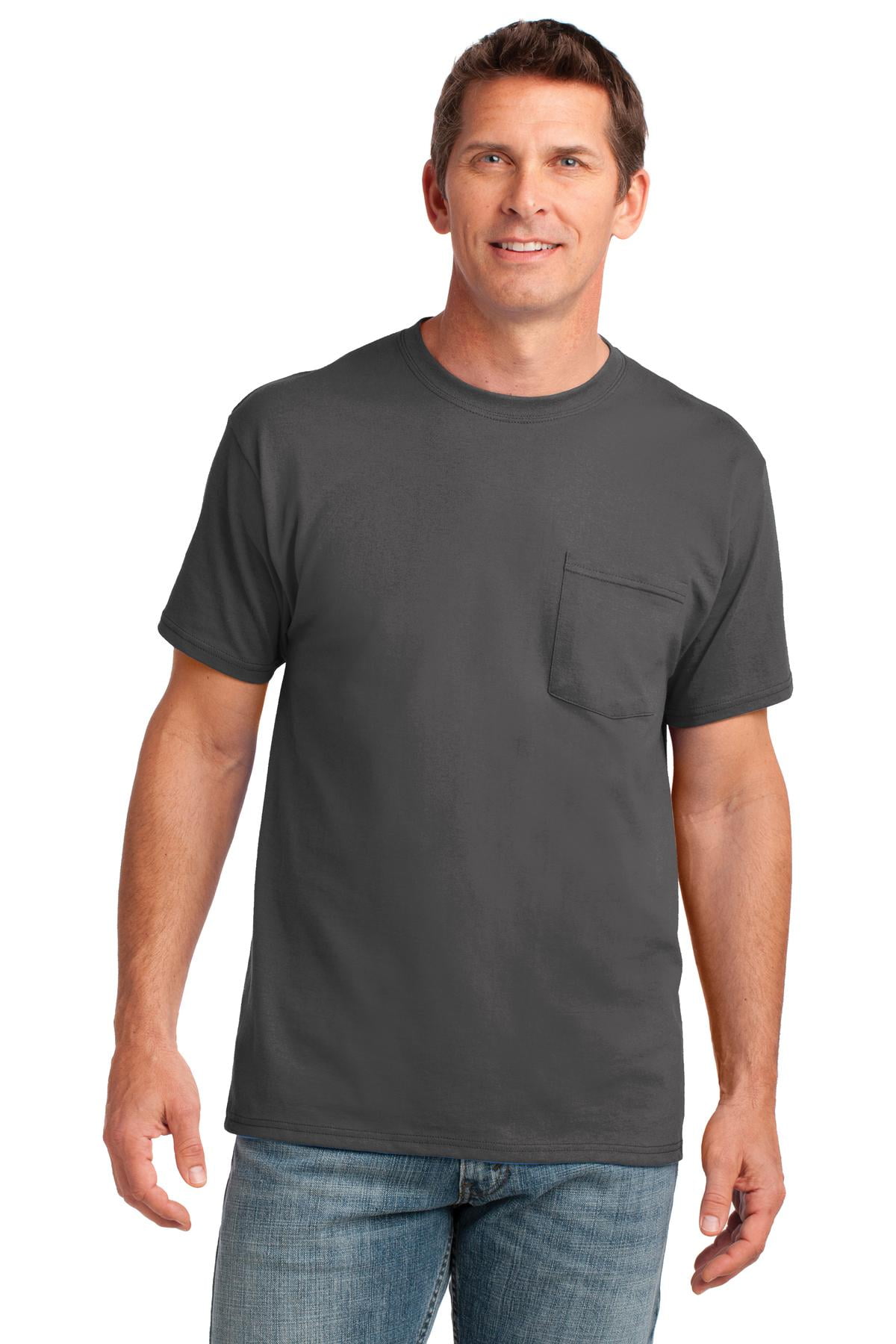 Port & Company Core Cotton Pocket Tee. PC54P - L Charcoal - Walmart.com