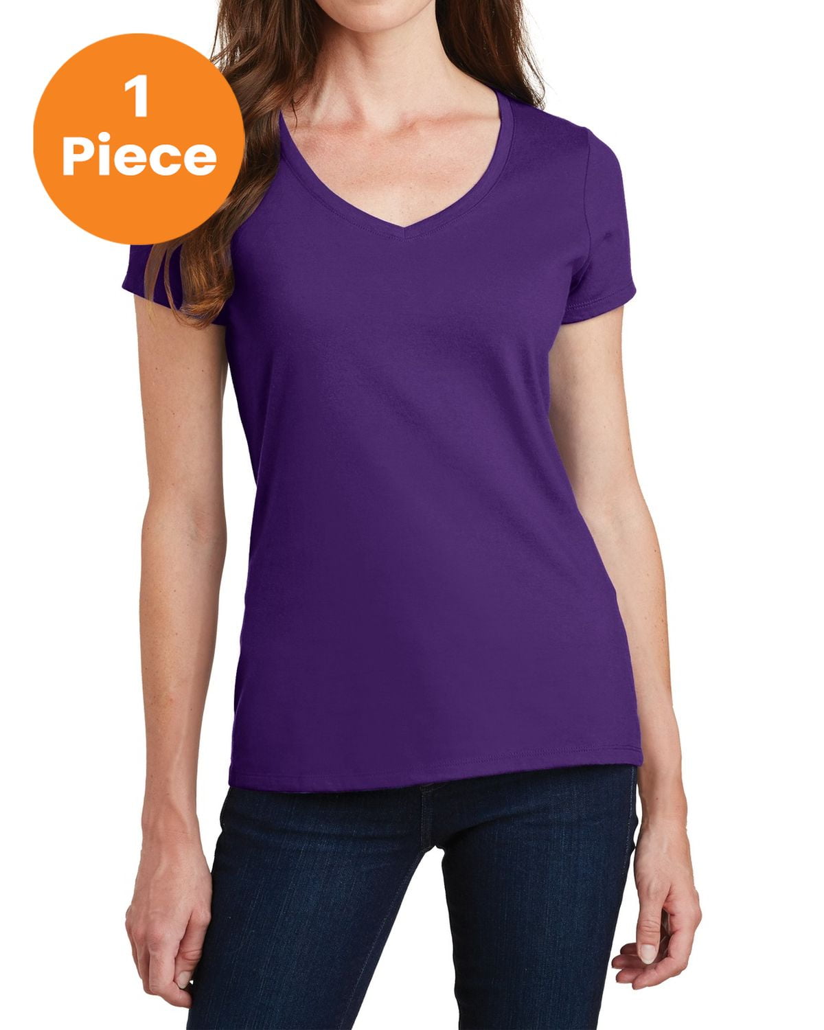 Port & Company LPC450V Ladies Fan Favorite V-Neck Tee, Team Purple, XL ...