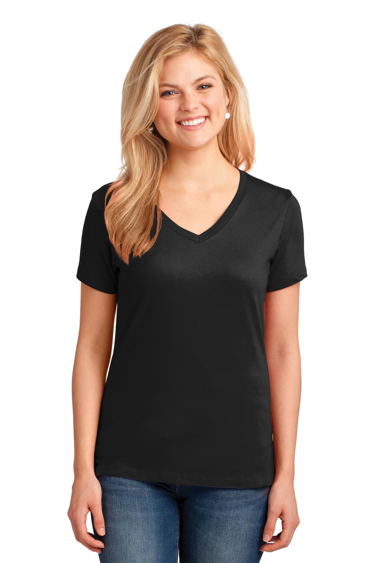 Port & Company Ladies Core Cotton V-Neck Tee - Walmart Business Supplies