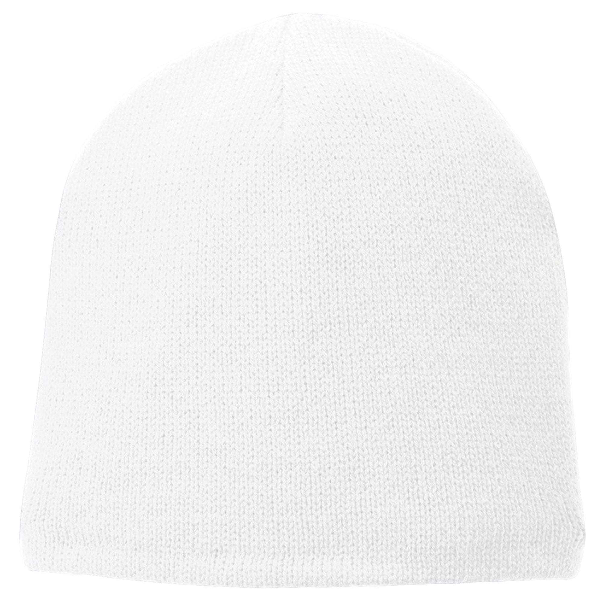 Port & Company Men's Polyester Fleece Lined Beanie Cap - White, One ...