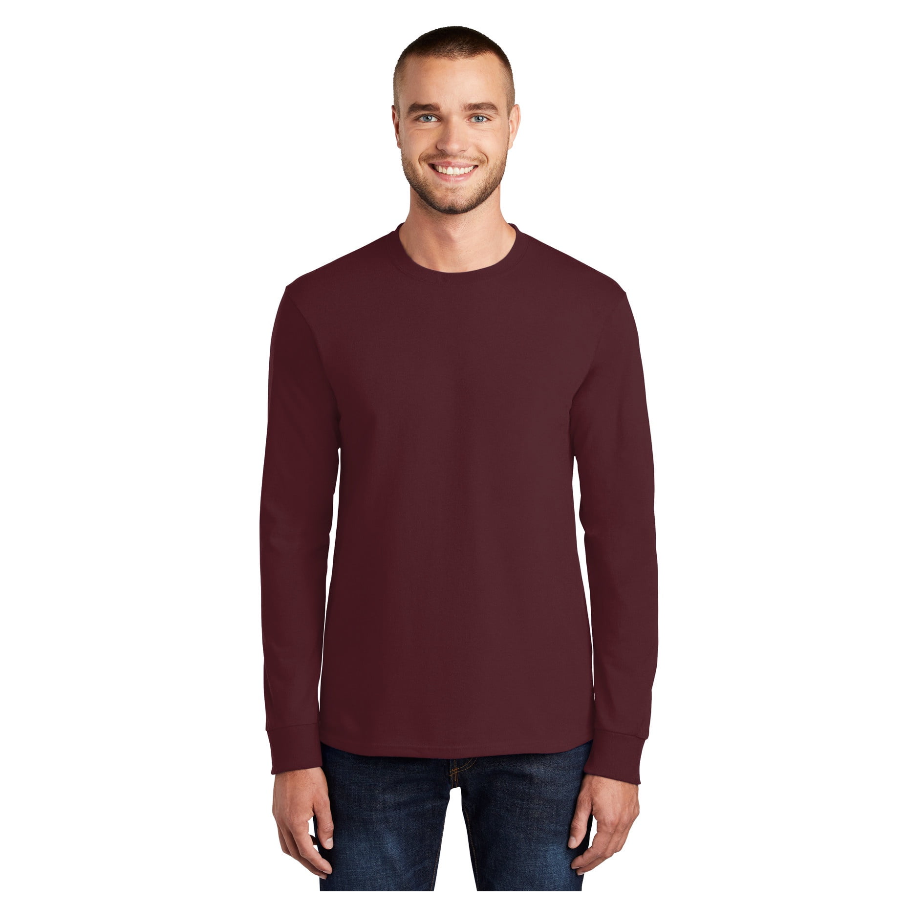 Port & Company Mens Long Sleeve Essential T-Shirt Athletic Maroon X ...