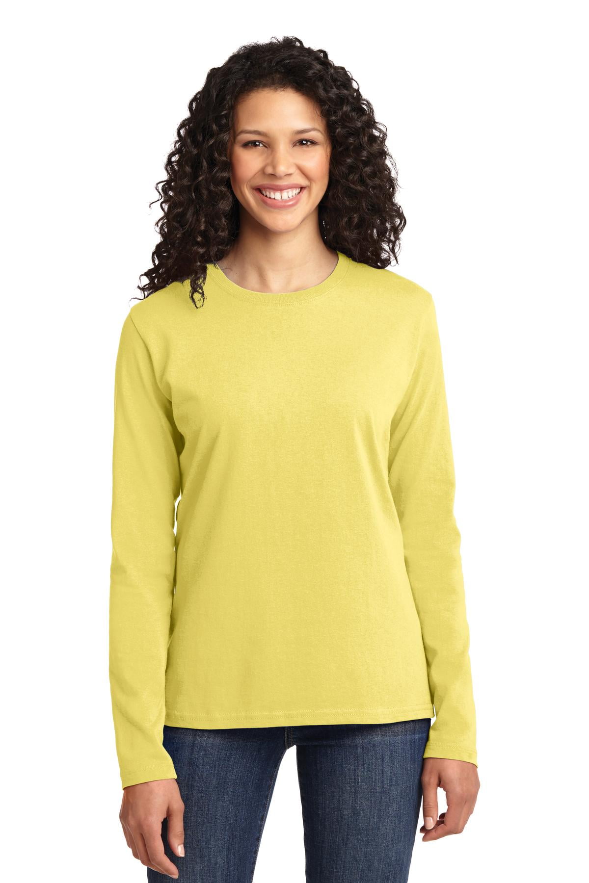 Port & Company Women's Long Sleeve Core Cotton T-Shirt LPC54LS, 2-Pack ...