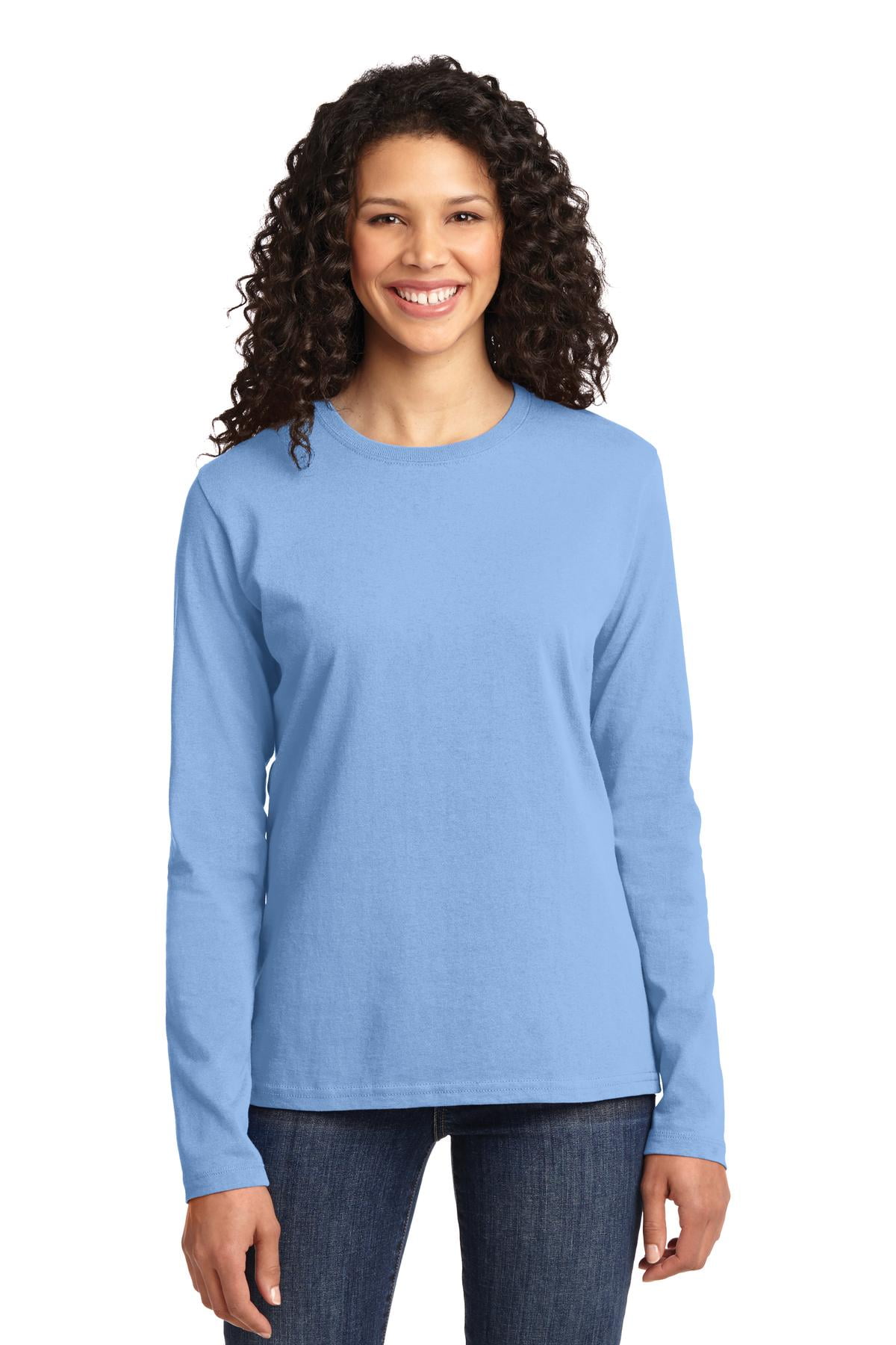 Port & Company Women's Long Sleeve Core Cotton T-Shirt, 100% Cotton ...