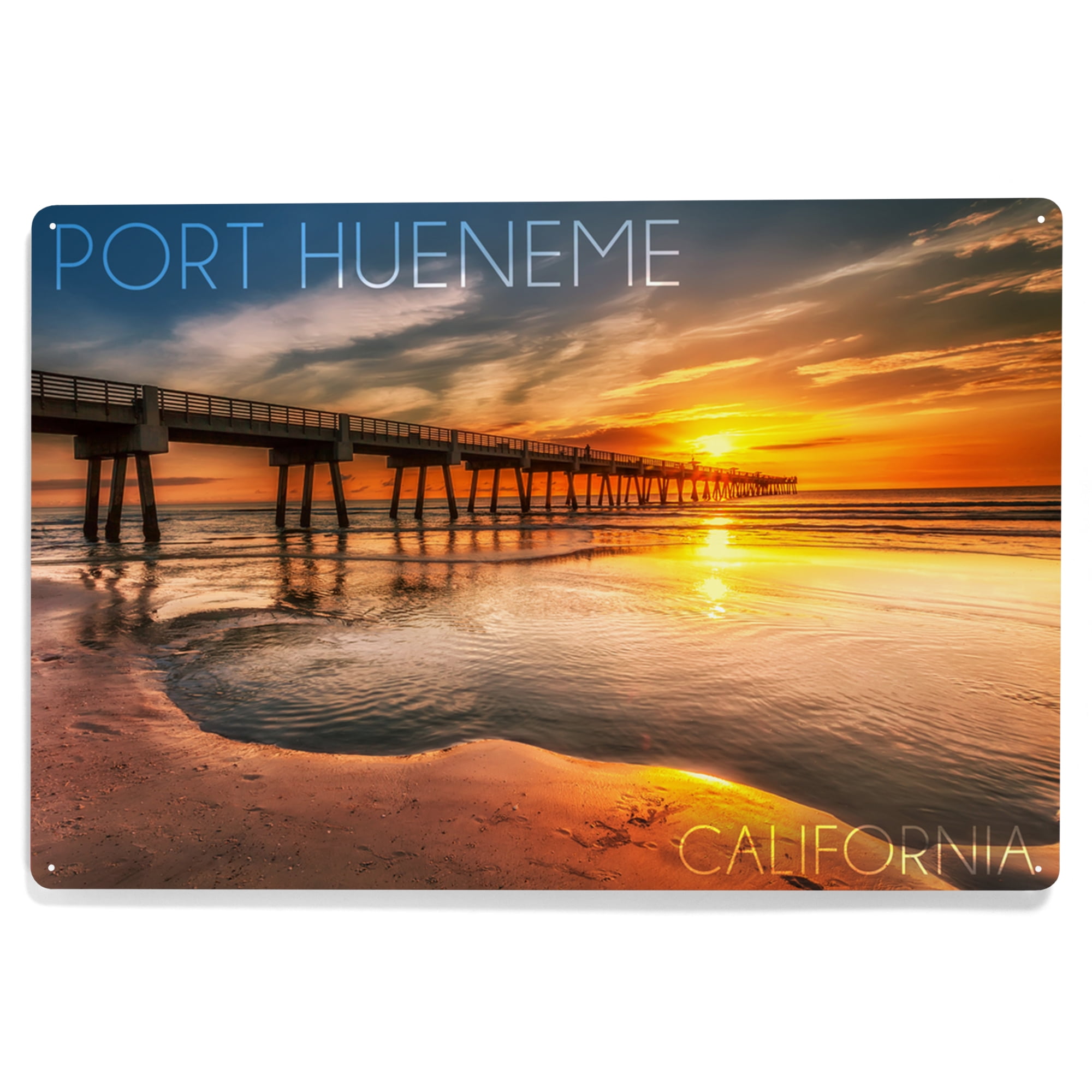 Port Hueneme, California, Pier and Sunset (12x18 Aluminum Art, Indoor ...