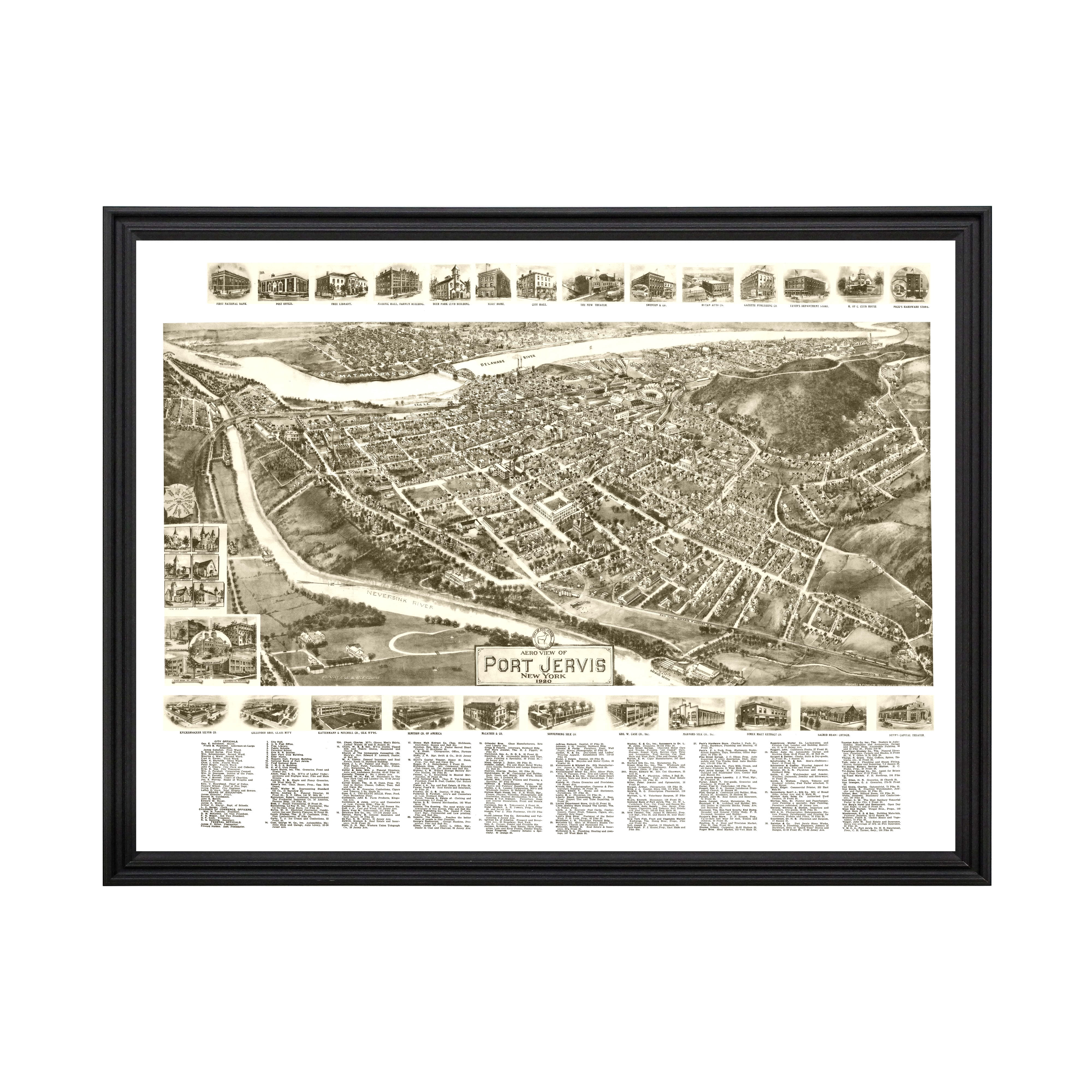 Port Jervis Art, 1920 Vintage Map of Port Jervis New York, NY History ...