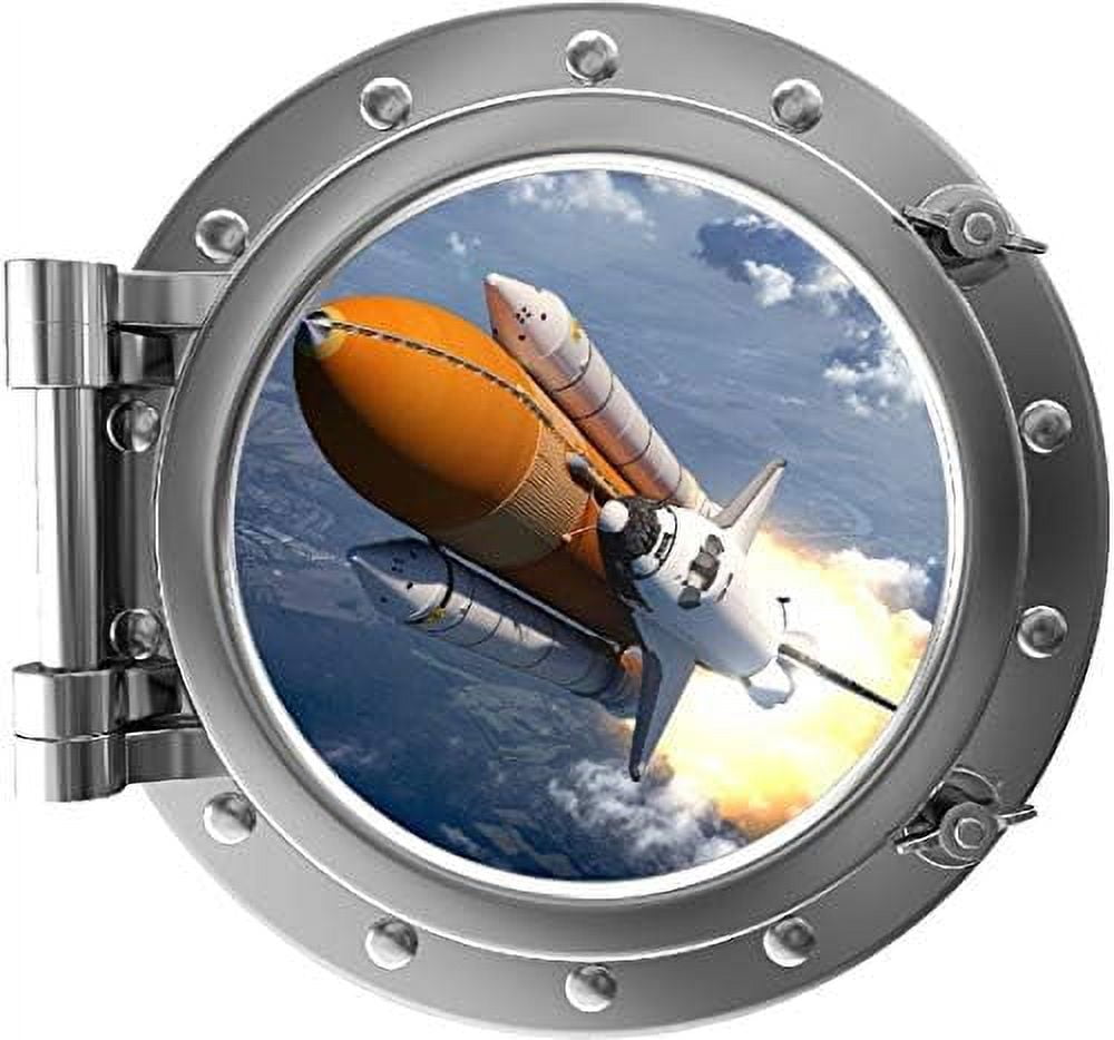 Port Scape 3D Window View Space Shuttle #1 Silver Porthole Wall Decal ...