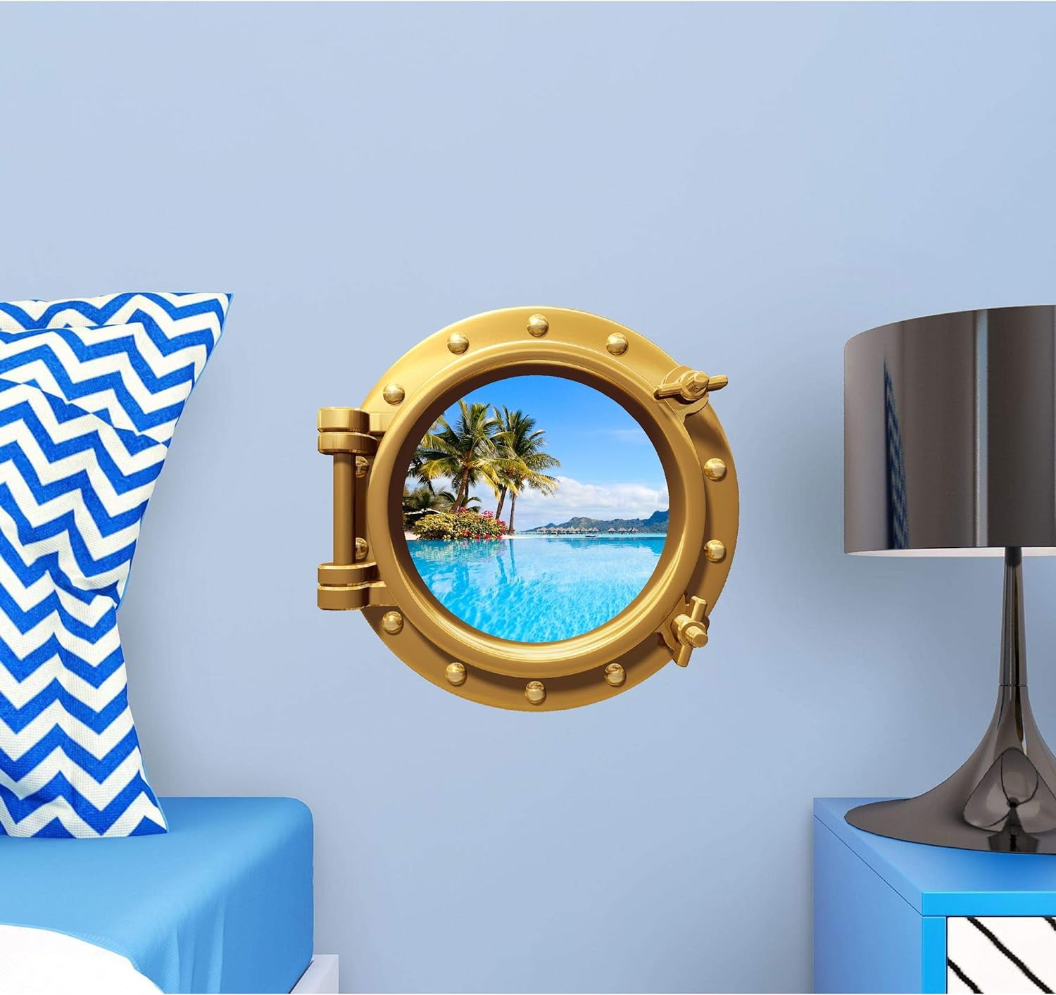Port Scape Sea Window View Tahiti Island Part 1 Bronze Porthole Wall ...