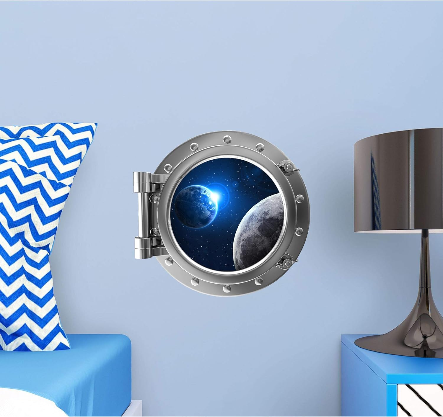 Port Scape Space Window View Earth & Moon #2 Porthole Wall Decal ...