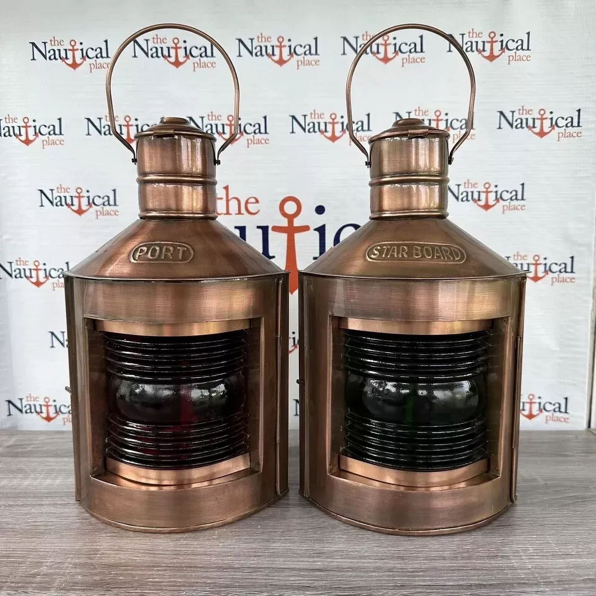 Port & Starboard Lanterns, Set of 2 Antique Brass Finish, Nautical Oil ...