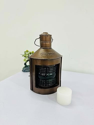 Port & Starboard Ship Lanterns Candle Copper Finish Nautical Oil Lamps ...