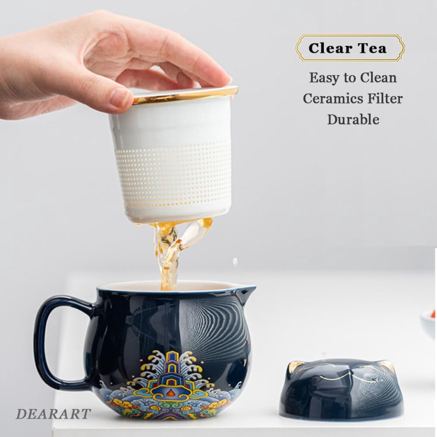 Portable 10.8oz Tea Cup Set with Wide Mouth Easy to Clean and Keep Tea ...
