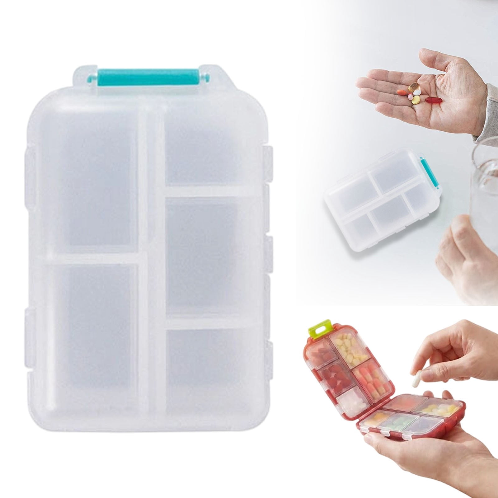 Portable 10 Compartment Pill Case, 2026 New Double Layer Detachable ...