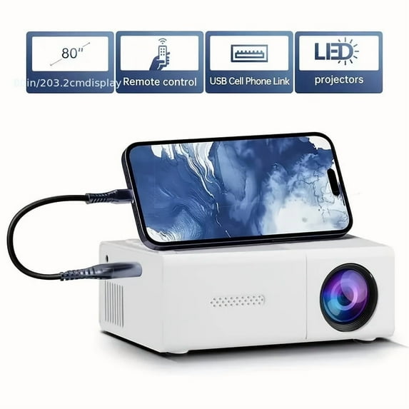 Portable 1080P Projector with USB, Remote - Compatible Smartphones ...