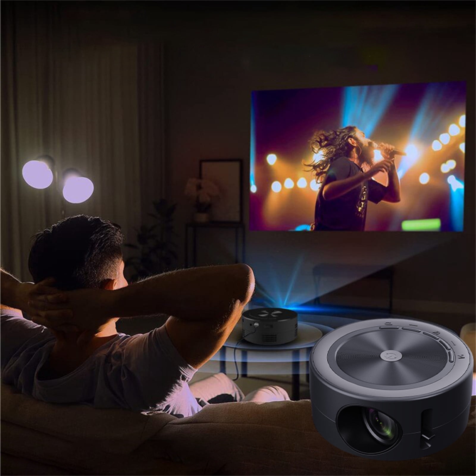 Portable 1080p Projector, Outdoor Movie Viewer, LED Screen, USB Remote ...