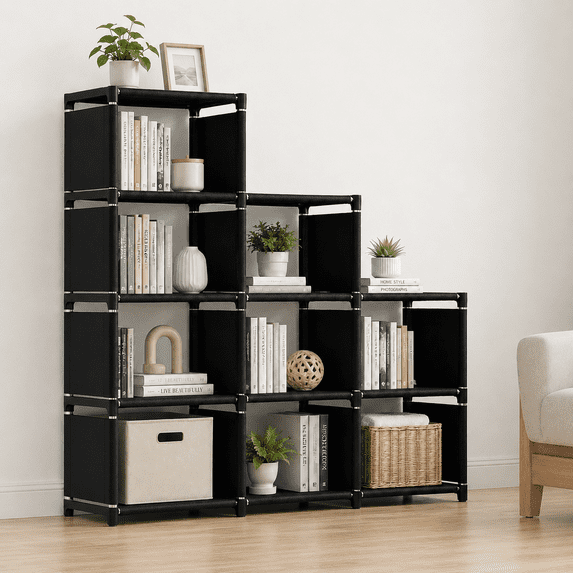 HioHa 9-Cube Storage Organizer, Portable Cube Shelf Bookcase, Space ...