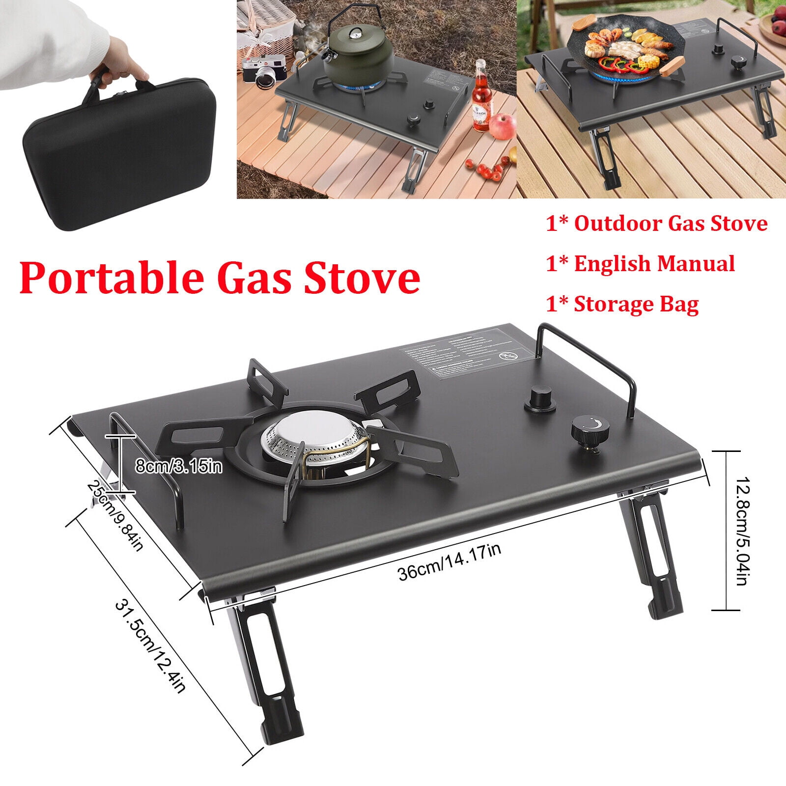 Portable 13,648 BTU Gas Stove, Stainless Steel, Single-Burner, Camping ...