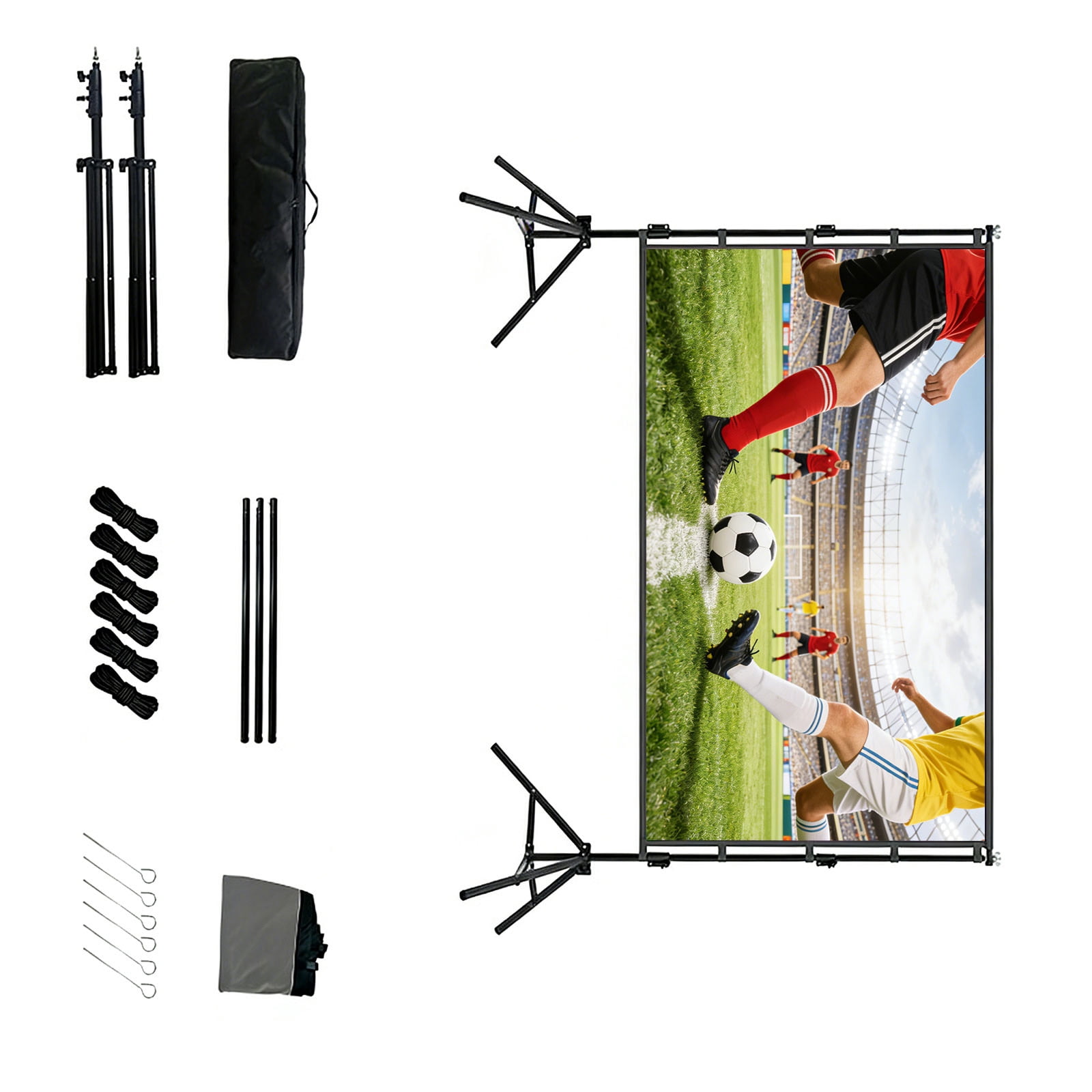Portable 16:9 Projection Screen With Double Stands Sunlight Resistance ...
