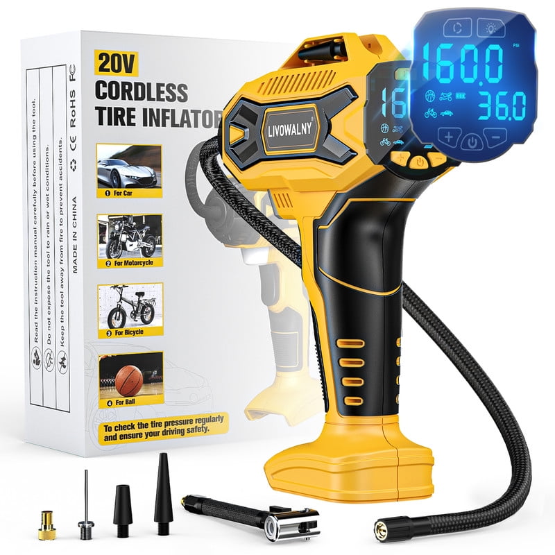 Portable 160PSI Cordless Tire Inflator with Digital Pressure Gauge for ...