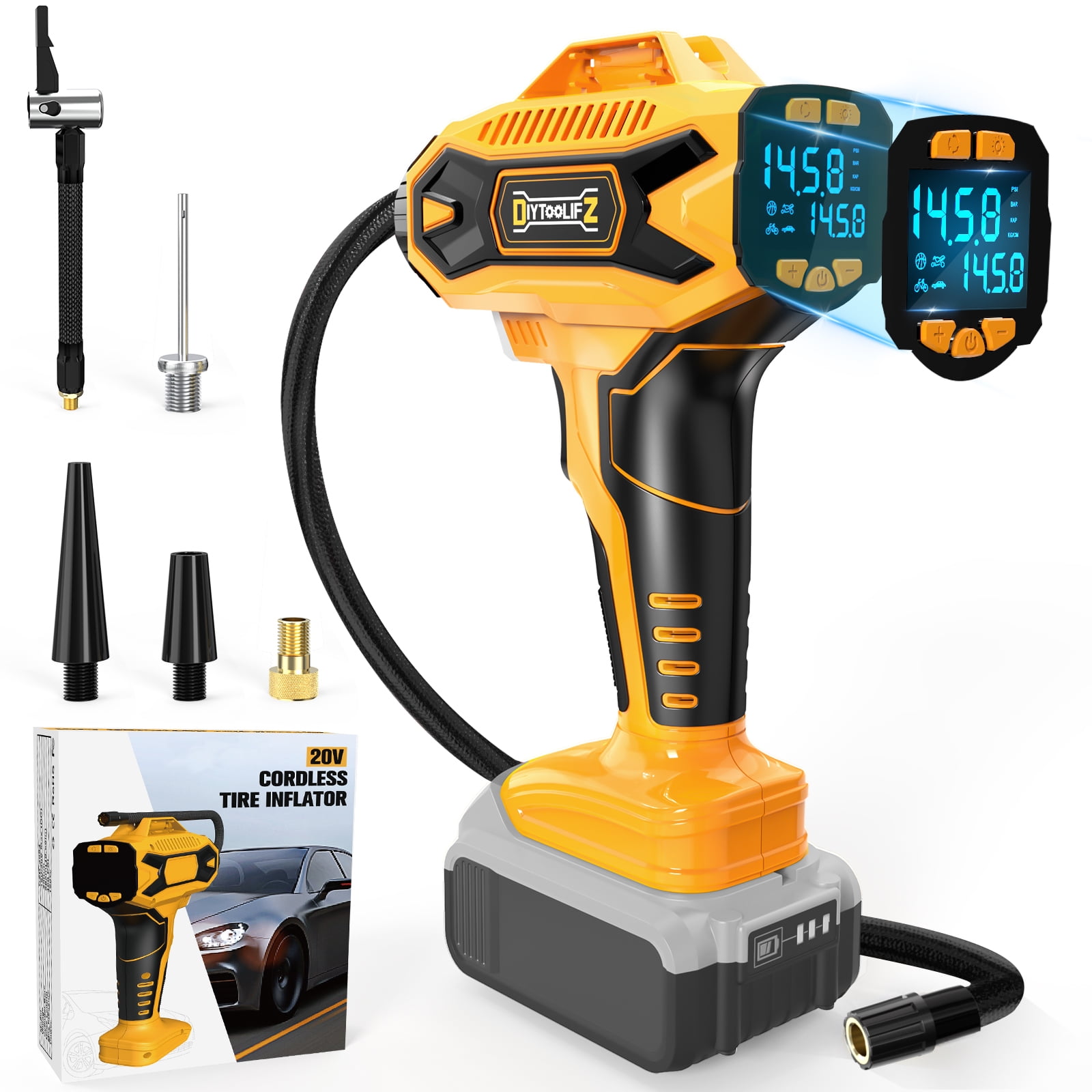 Ecarke Portable 160PSI Cordless Tire Inflator for Dewalt 20V Max ...