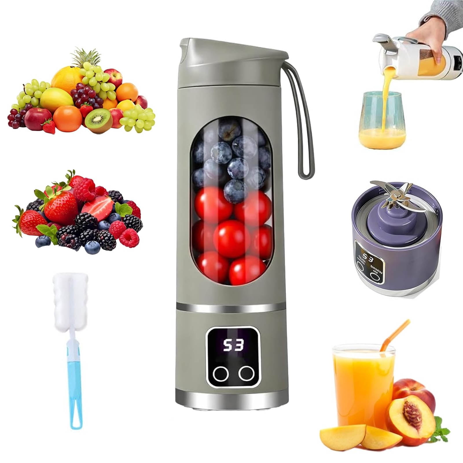 Portable 16oz Wireless Juicer, USB Rechargeable Electric Juicer Cup ...
