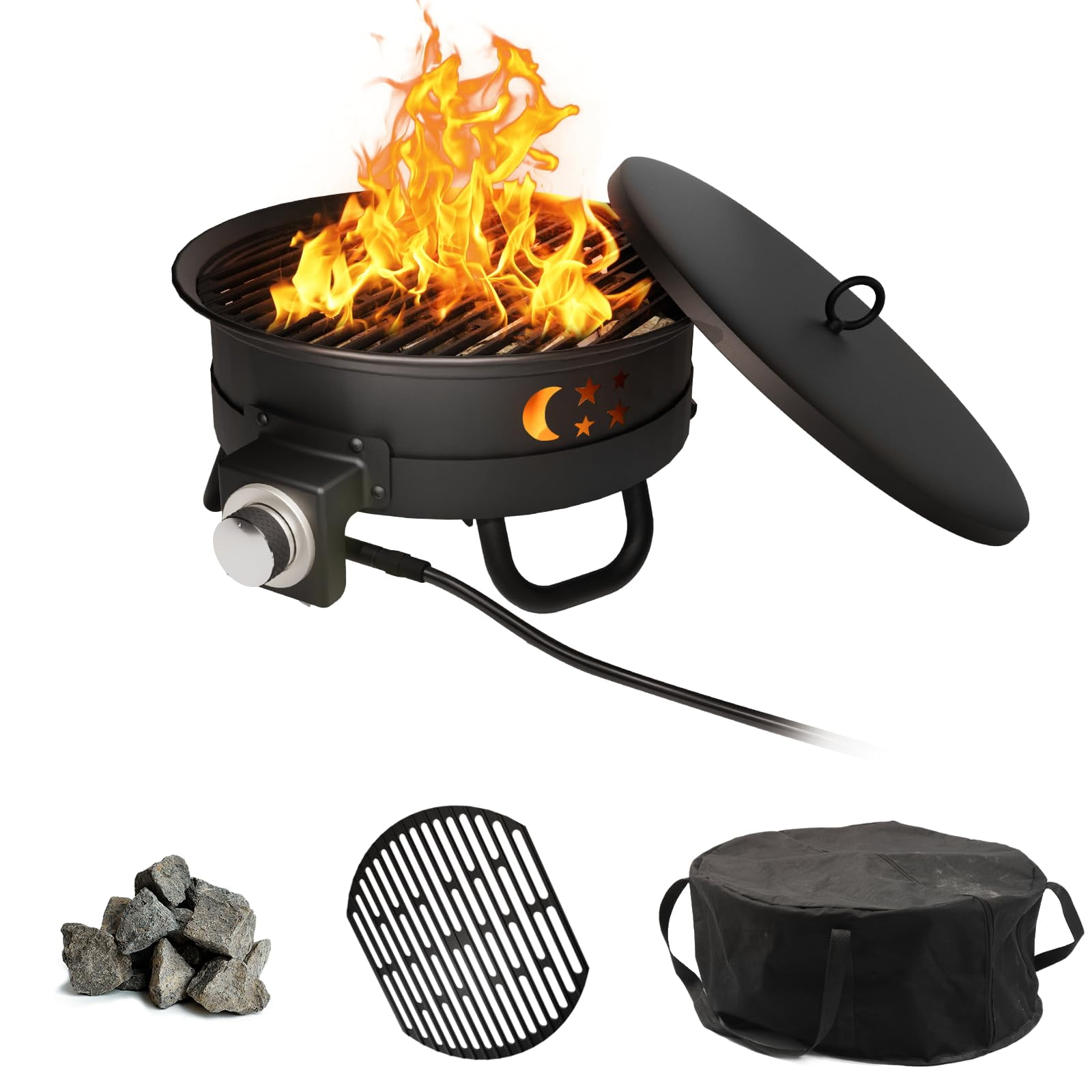 Portable 17 inch Propane Fire Pit 58000 BTU Smokeless Gas Fire Bowl ...