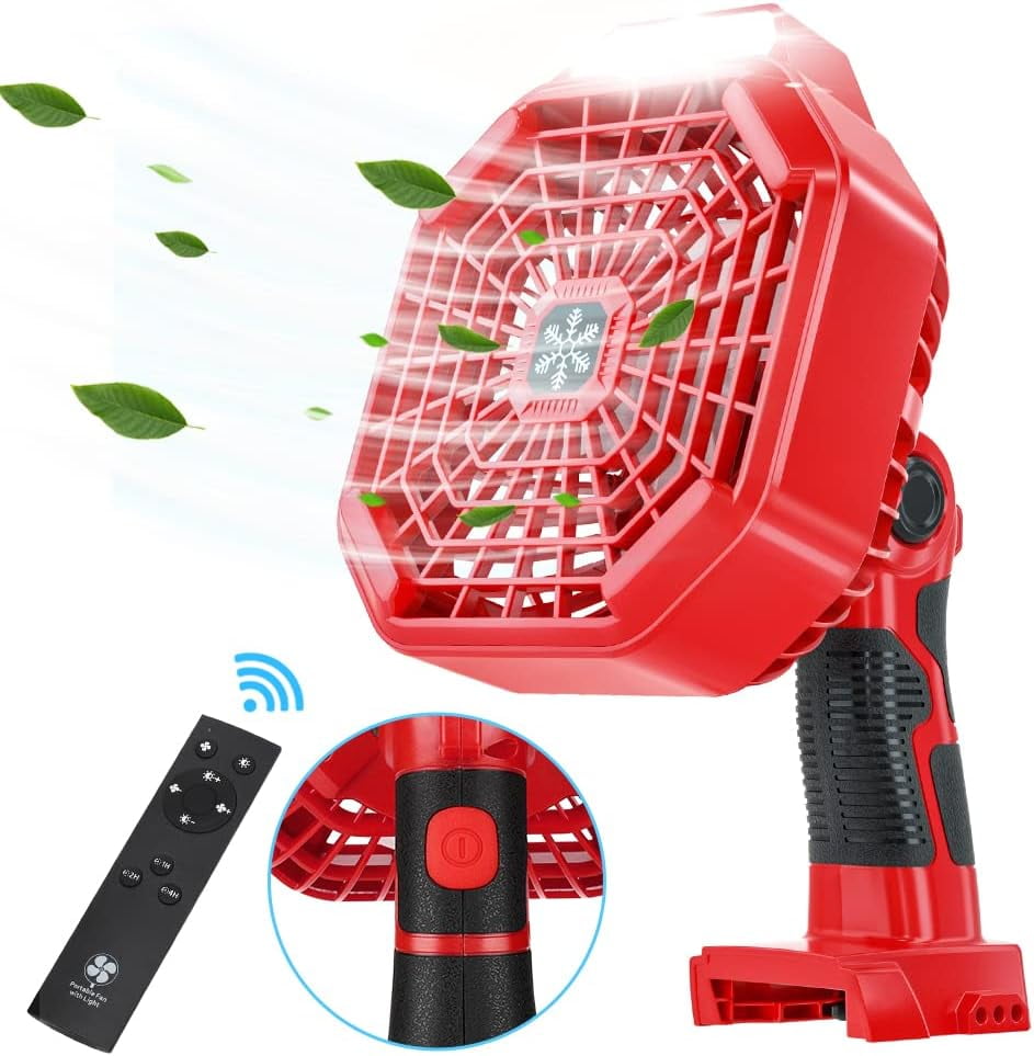 Portable 18V Battery Powered Fan with LED Light, Compatible with ...