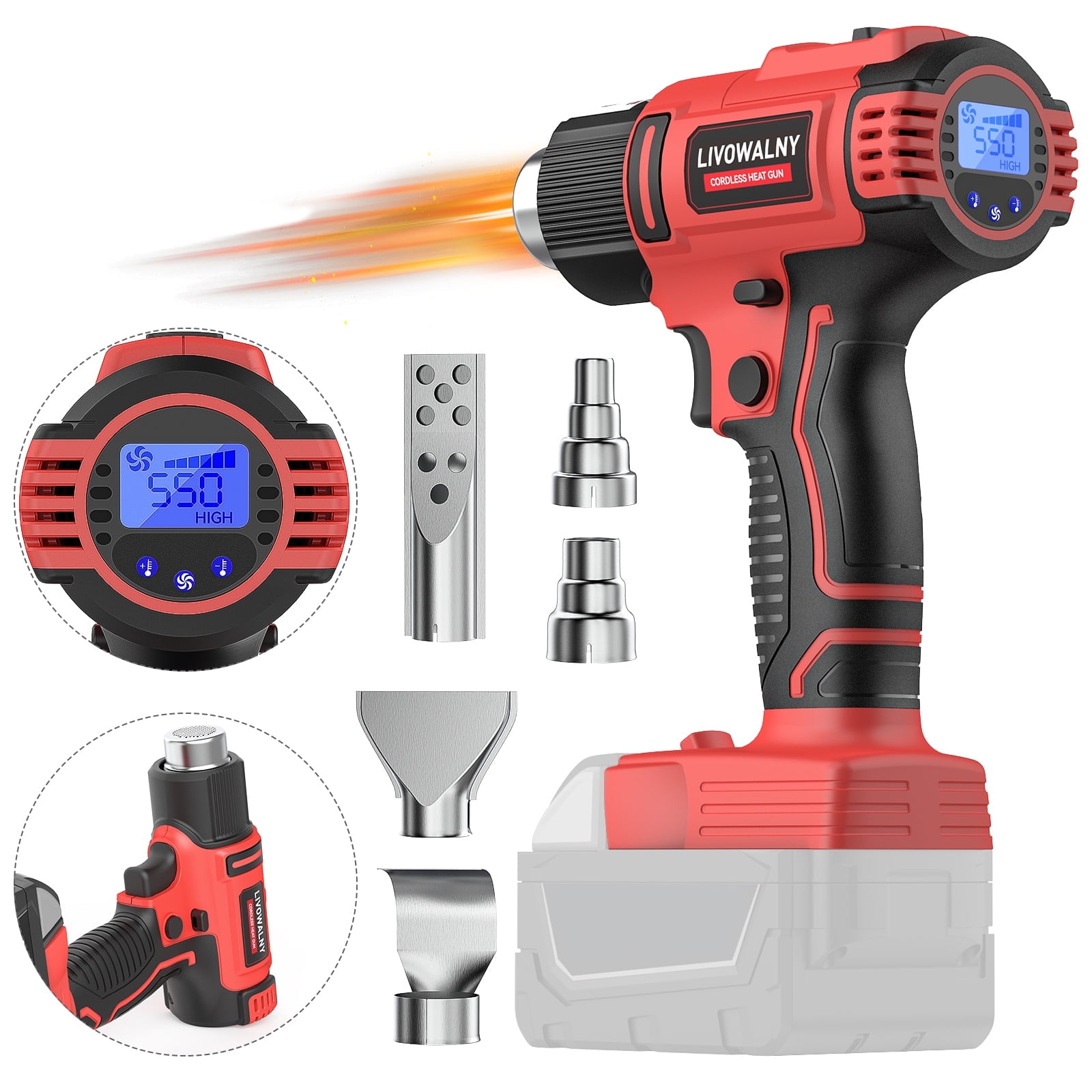 Portable 18V Cordless Heat Gun for Milwaukee m18 Battery with LCD ...