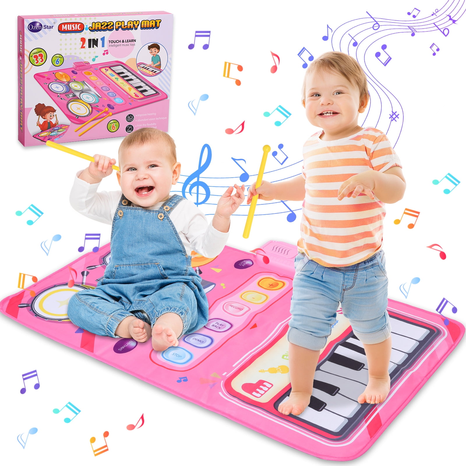 2 in 1 Portable Music Mat, Electronic Drum & Piano, Volume Control ...