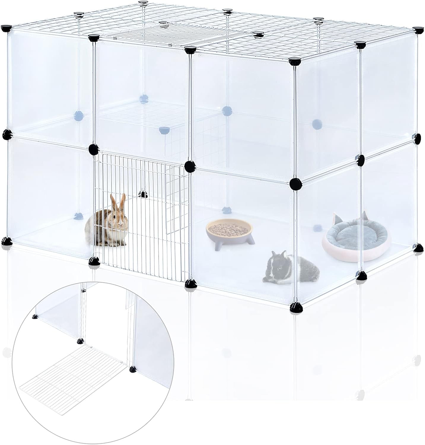 Portable 2-Tier Pet Playpen for Small Animals with 2 Doors, Ideal for ...