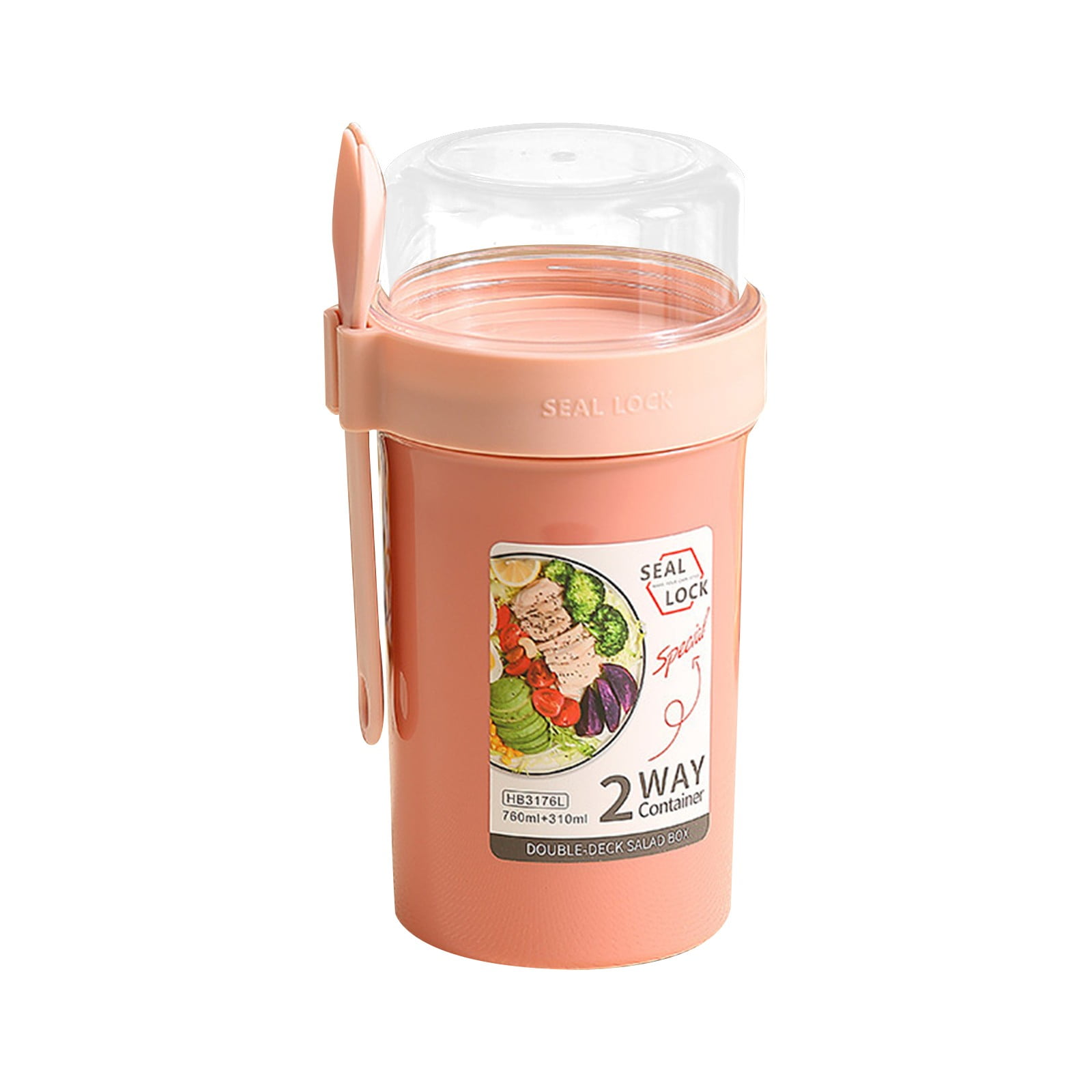 Portable 2-Way Food Container with Spoon, Leak-Proof Design, Ideal for ...