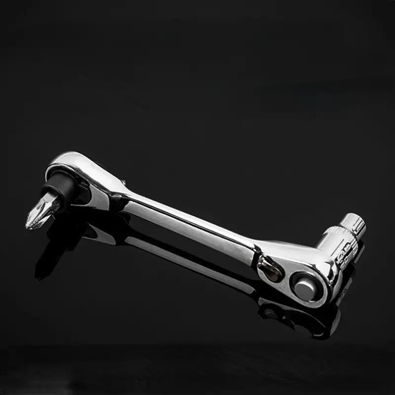 Portable 2-in-1 Dual Head Ratchet Socket Wrench & Hex Bit Driver ...