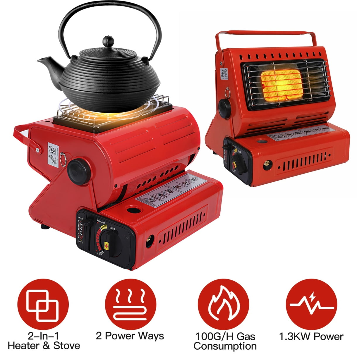 Portable 2 in 1 Red Butane LP Gas, Ceramic Heater Burner Warmer, For ...