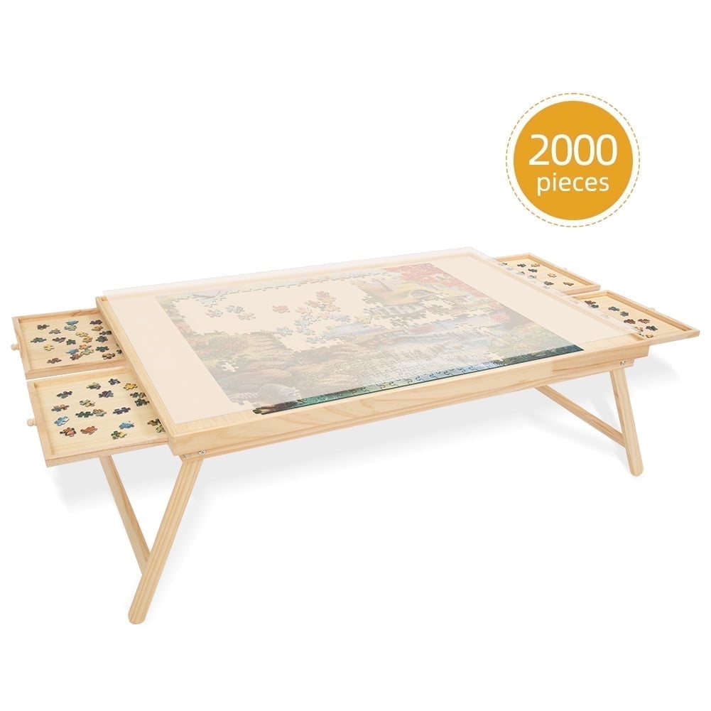 Foldable Wooden Jigsaw Puzzle Table, 2000 Pieces with 4 Drawers & Cover ...