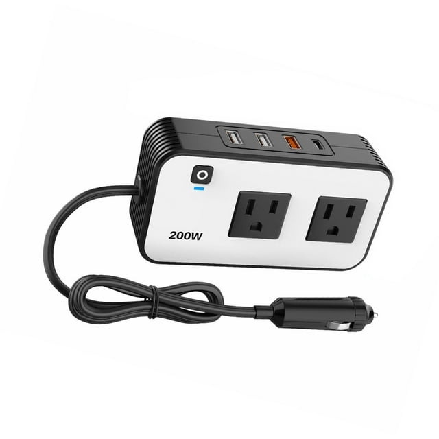 Portable 200W Car Inverter Converters Power Adapter with USB C and USB ...