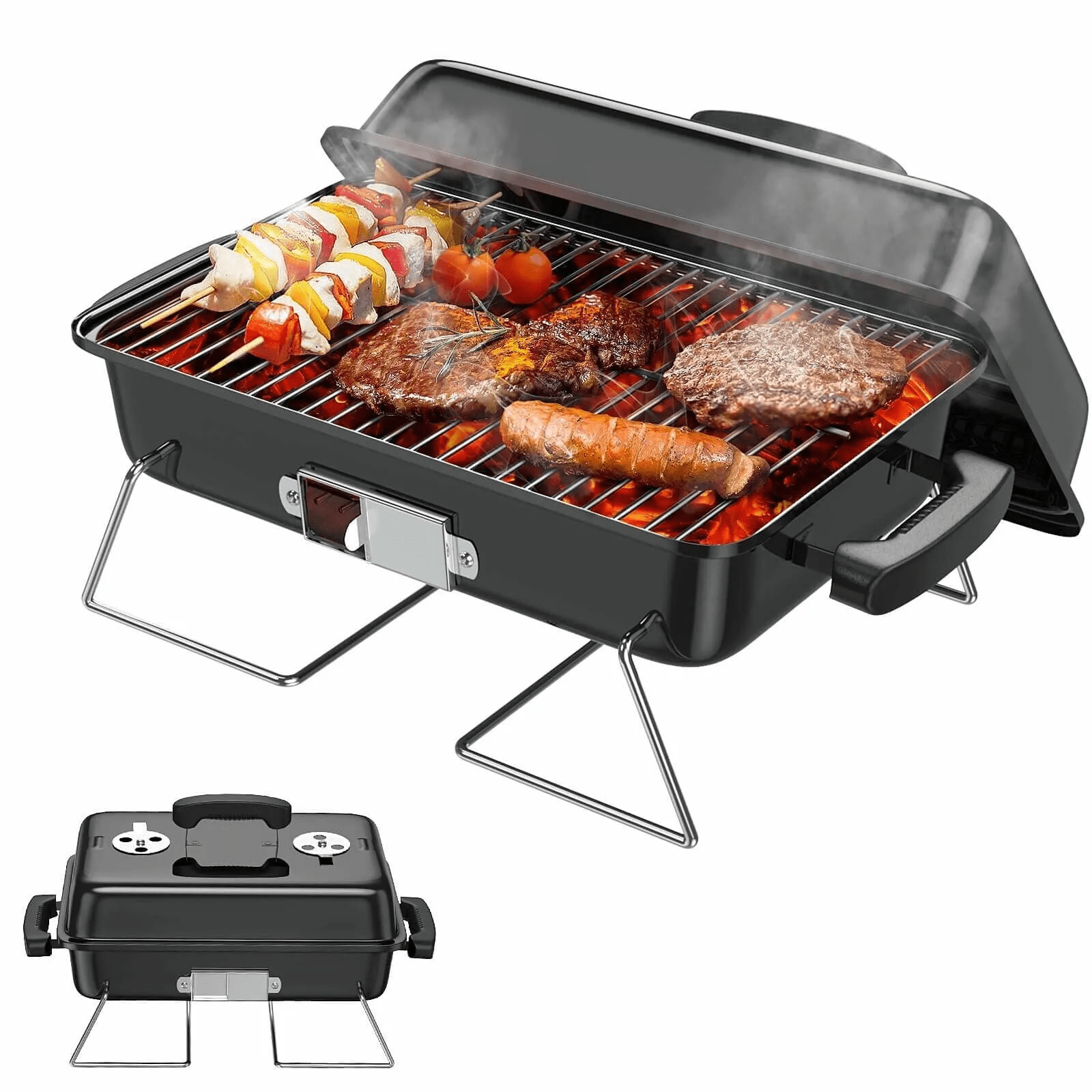 Portable 21 inch charcoal grill with insulation cover, small outdoor ...
