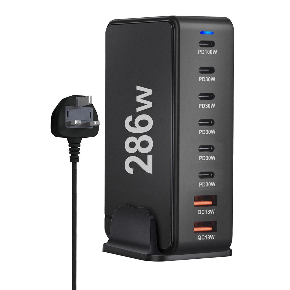 Portable 286W Charging Dock with 6 USB-C & 2 USB-A Outputs, Works with ...