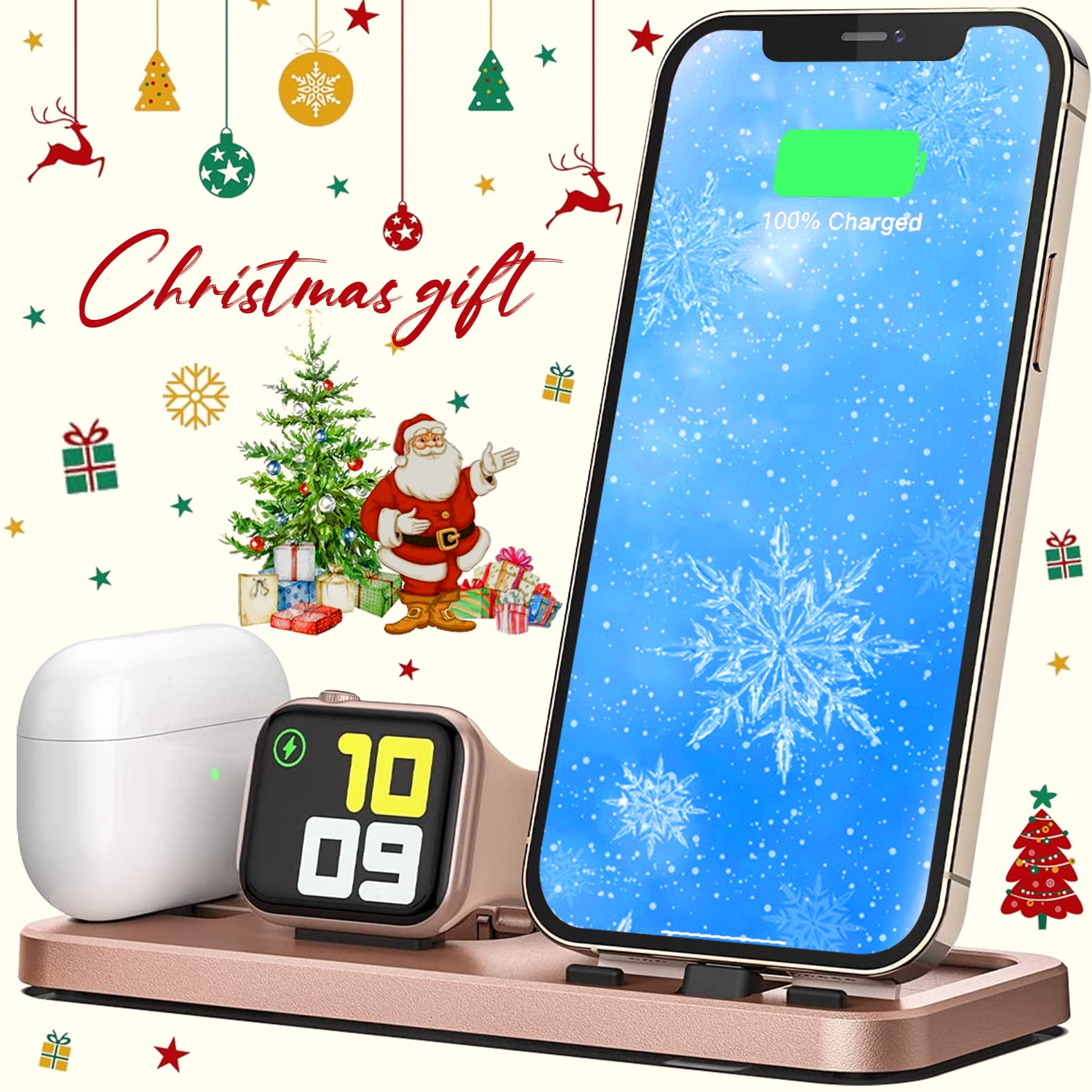 3-in-1 Portable Folding Wireless Charger for Apple Watch 7/6/SE/5/4/3/2 ...