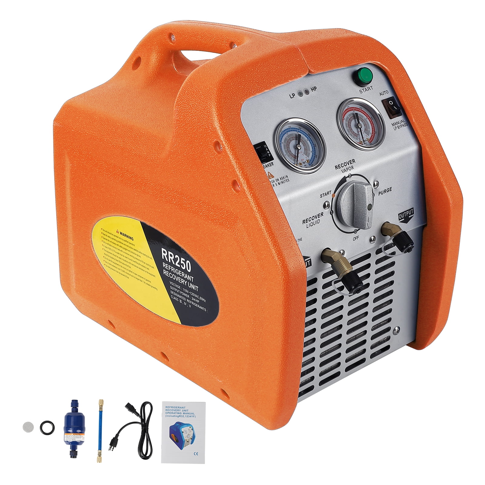 Portable 3/4 Refrigerant Recovery Machine,110-120V/120V 60Hz Ac ...