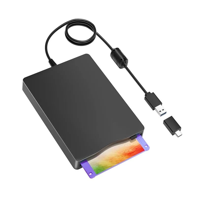 Portable 3.5" Floppy Disk Reader Drive USB Type-C External 1.44 MB FDD ...
